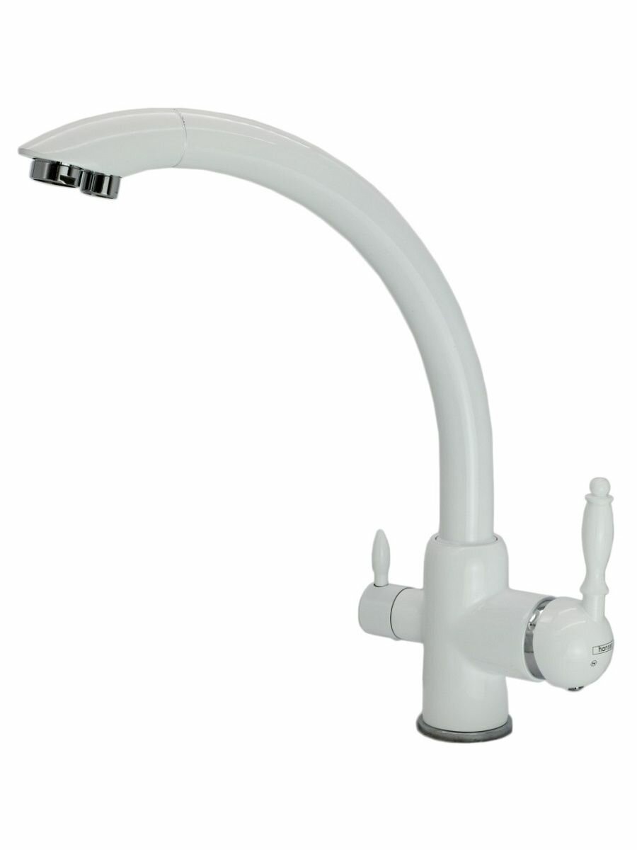 Смеситель для кухни Hansen, HL15083-F, латунная сталь, поворотный, белый