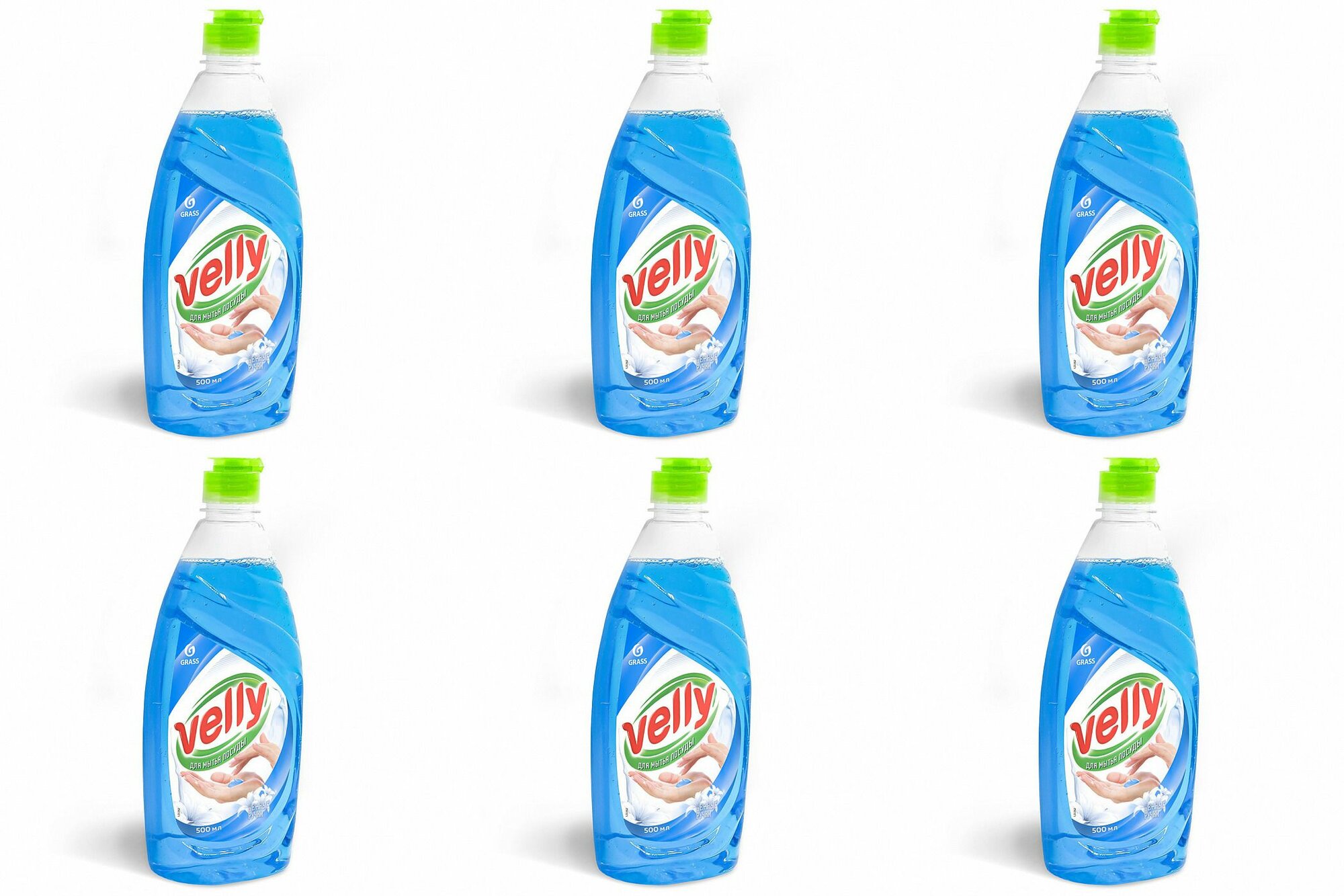 Grass Средство для мытья посуды, Velly Нежные ручки, концентрат, 500 мл, 6 шт.