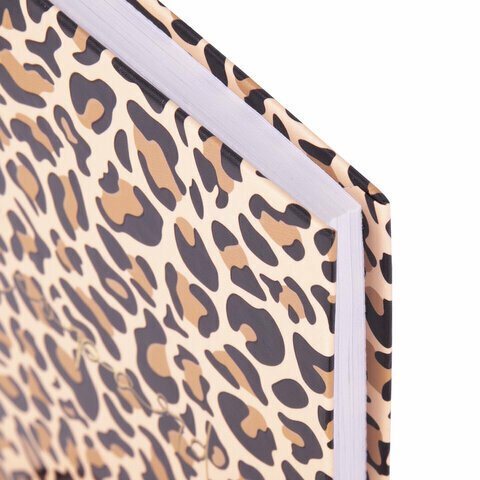 Блокнот малый формат (110х147 мм), А6, 80 л, твёрдый, клетка, выборочный лак, STAFF, "Leopard", 114445