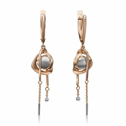 Серьги, комбинированное золото, 585 проба, родирование