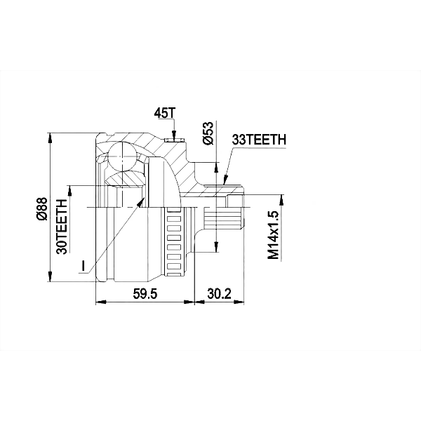 PATRON PCV1239 (8D0498099 / 8D0498099B / 8D049899) шрус наружн к-кт 33x53x30 abs:45t VW: Passat (Пассат) 96-