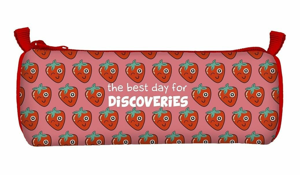 Schoolformat Пенал-тубус День исследований, 1 отделение, полиэстер, красный , 1 шт.