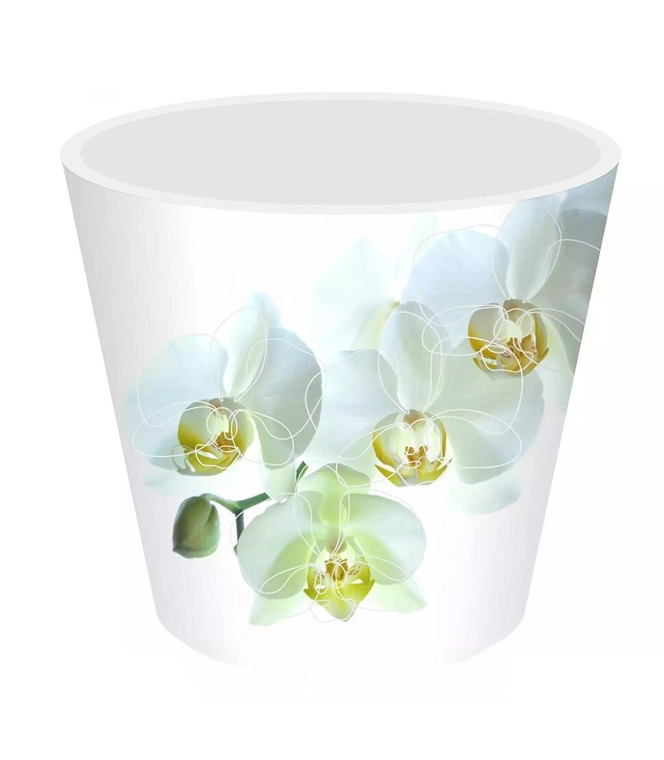 Горшок для цветов InGreen London Orchid Deco, 1,6 л, белая орхидея
