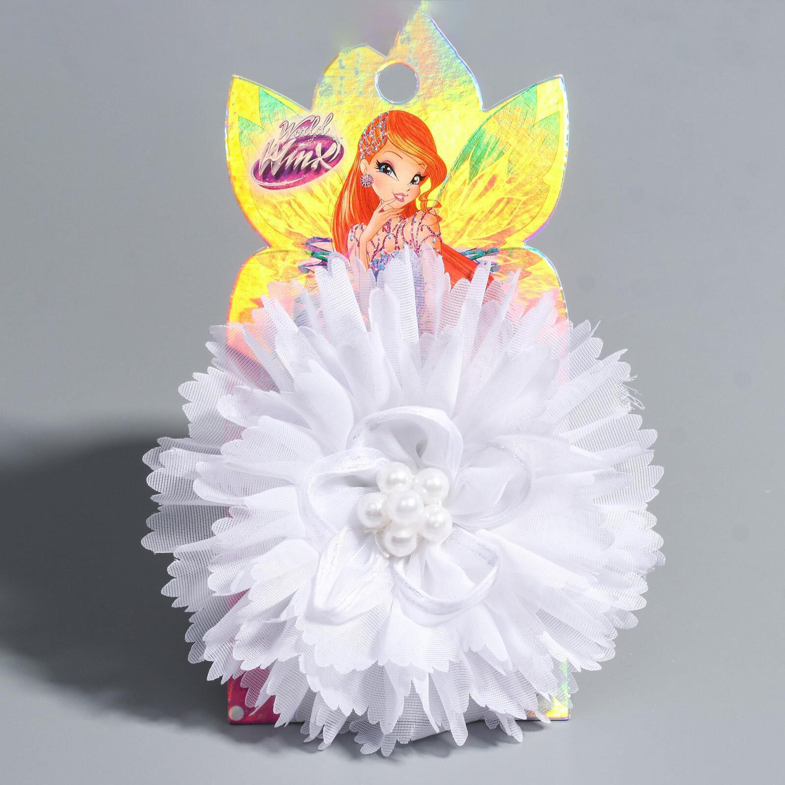 Бант для волос WINX "Фея Блум", пластик/текстиль, длина 9,5см, белый