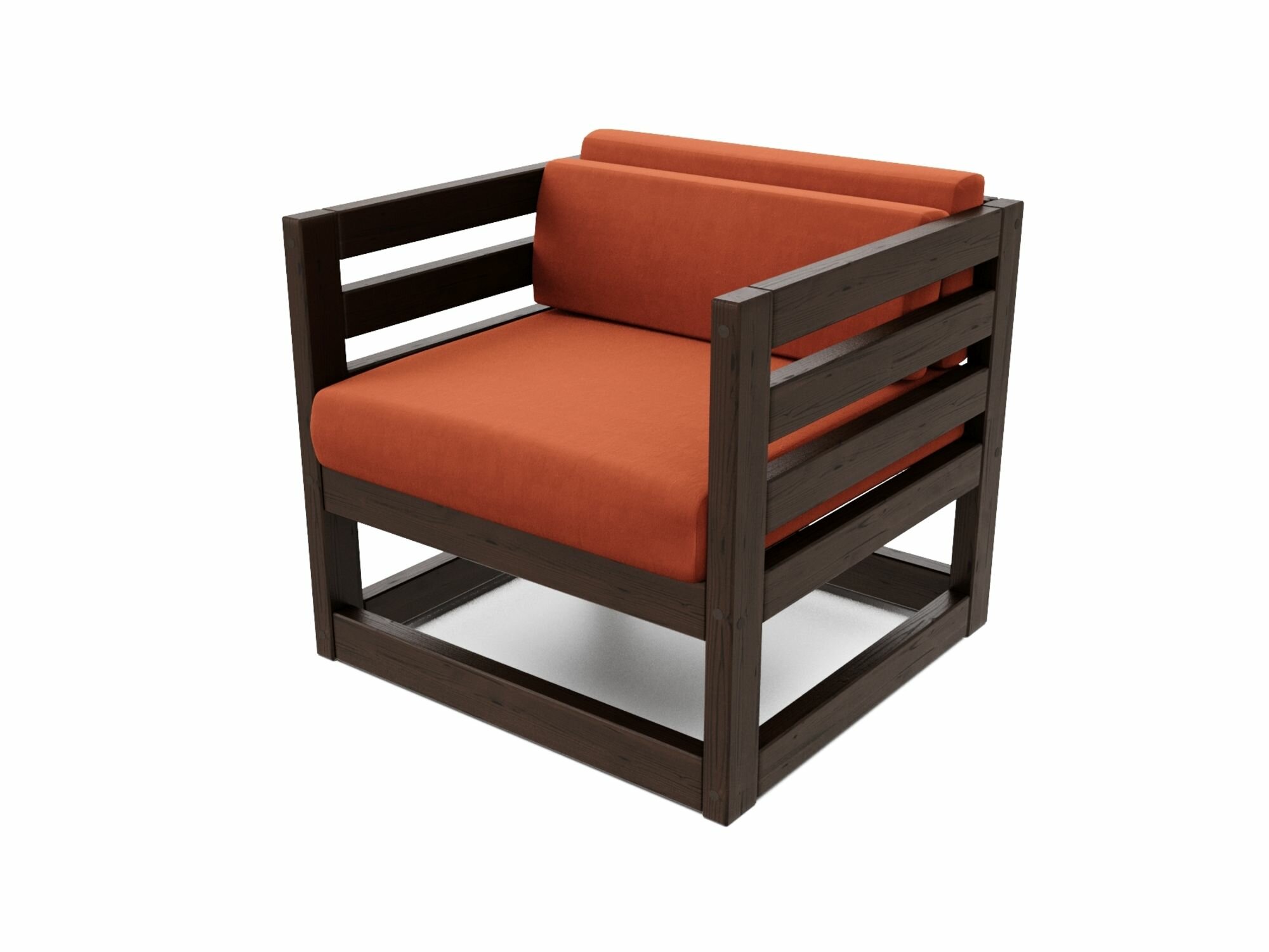 Кресло Arsko Магнус, оранжевое-венге, вельвет, массив дерева, с подлокотниками, садовое, на дачу, скандинавский лофт