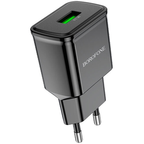 Адаптер питания USB-A 3.0А Borofone BA59A Black зарядка 18W QC3.0 - черный