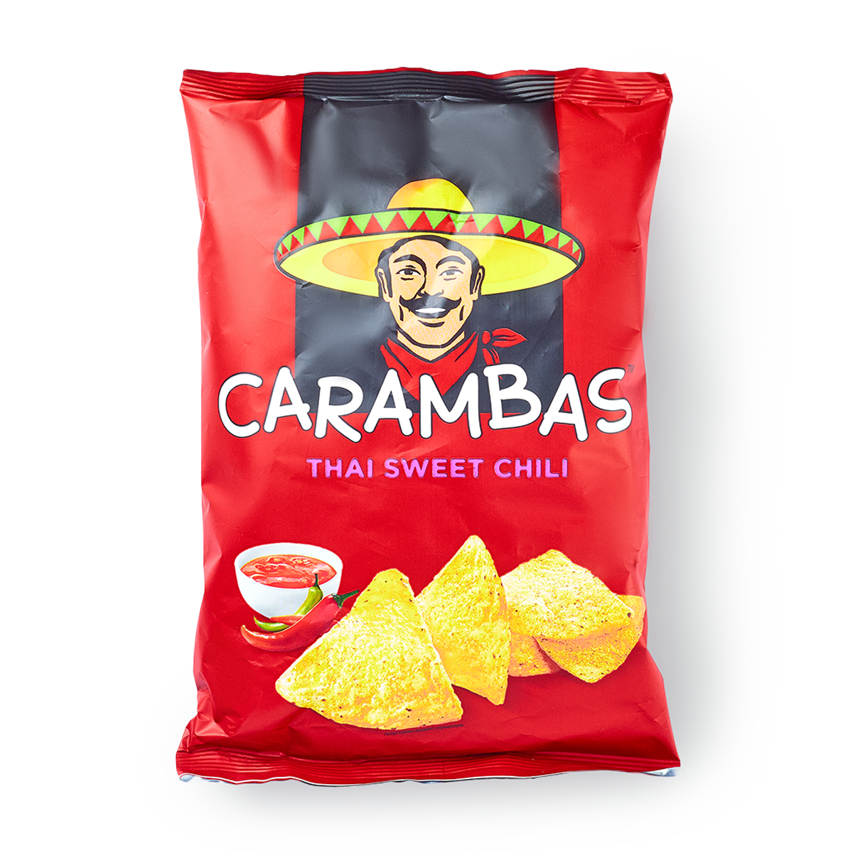 Чипсы Carambas кукурузные, со вкуом сладкого тайского чили, 150 г, флоу-пак, 1 шт