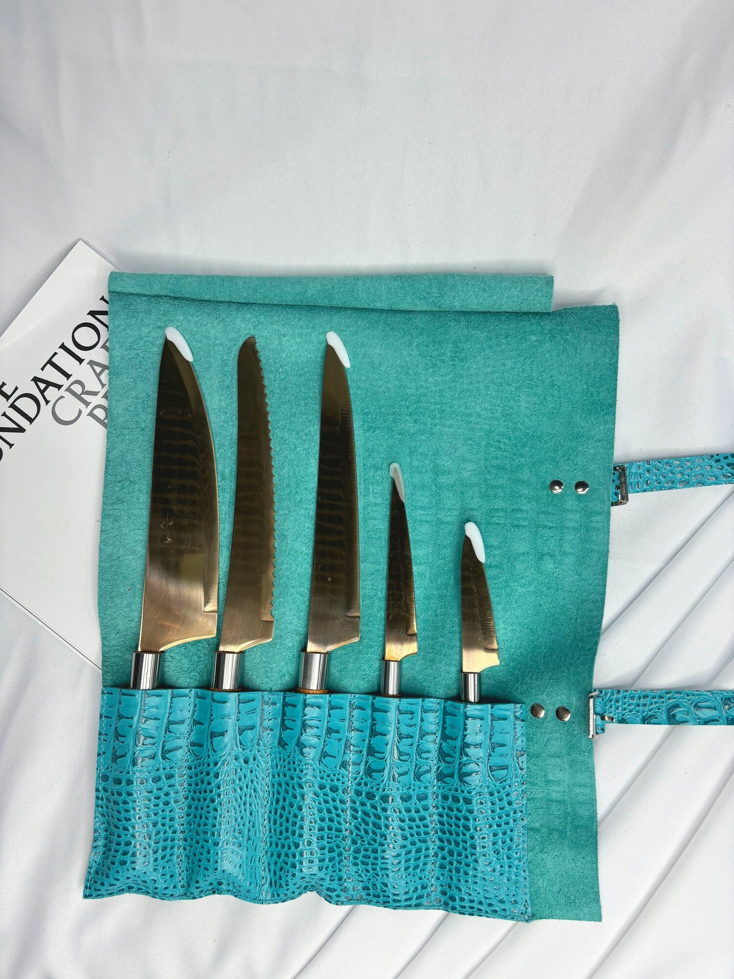 Чехол скрутка поварская для ножей кожаная