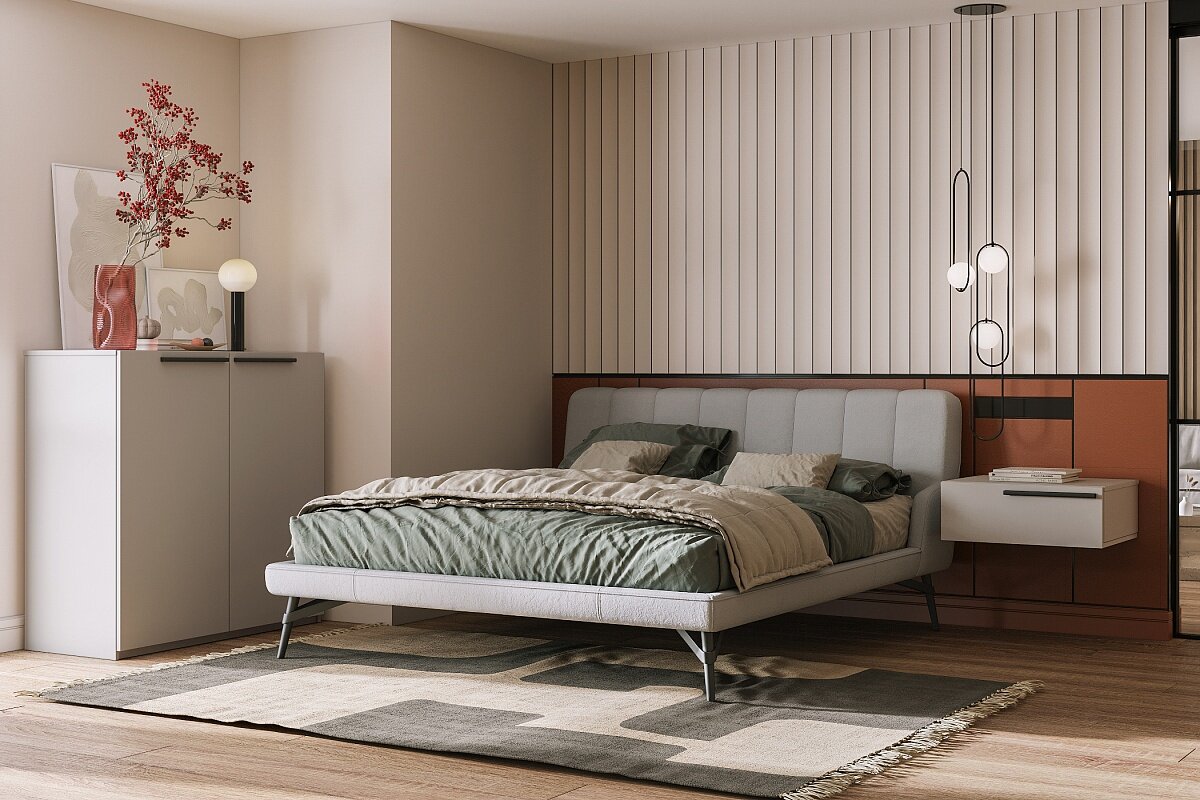 Спальня МебельЛэнд24 Лорена Пакс - 4 Кашемир 165x44x90 бежевый с тумбой