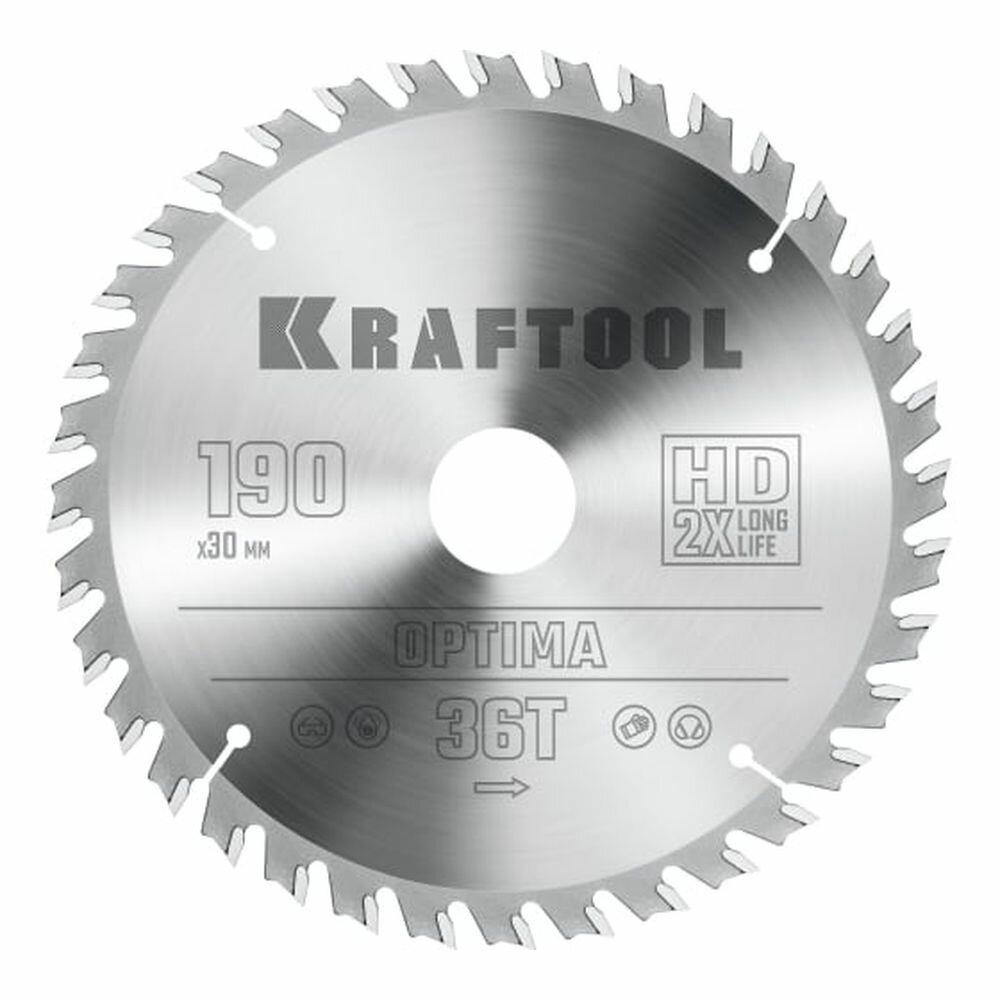 Диск пильный по дереву 190х30мм 36Т Kraftool Optima 36951-190-30