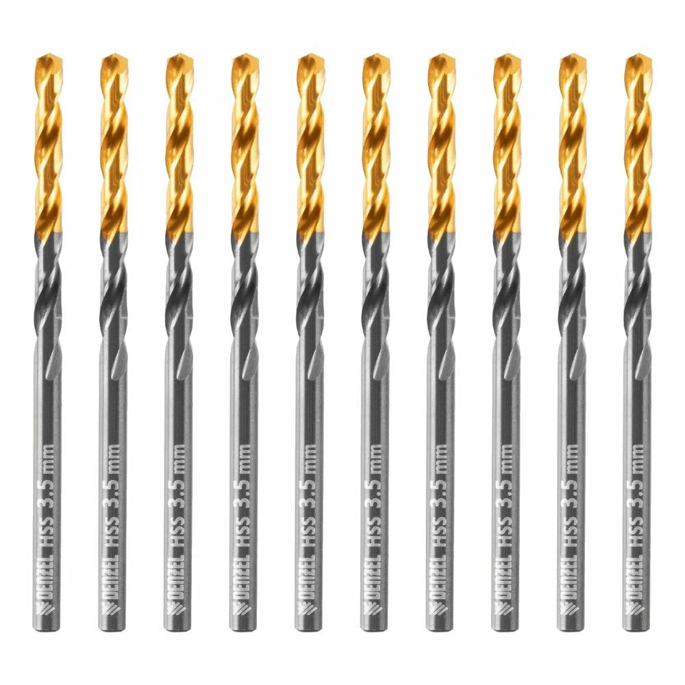 Сверло по металлу 3,5 мм HSS-Tin 10 шт Denzel 717207