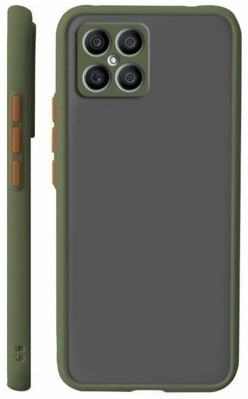 Чехол на Honor X8 4G пластиковый матовый с силиконовой окантовкой хаки