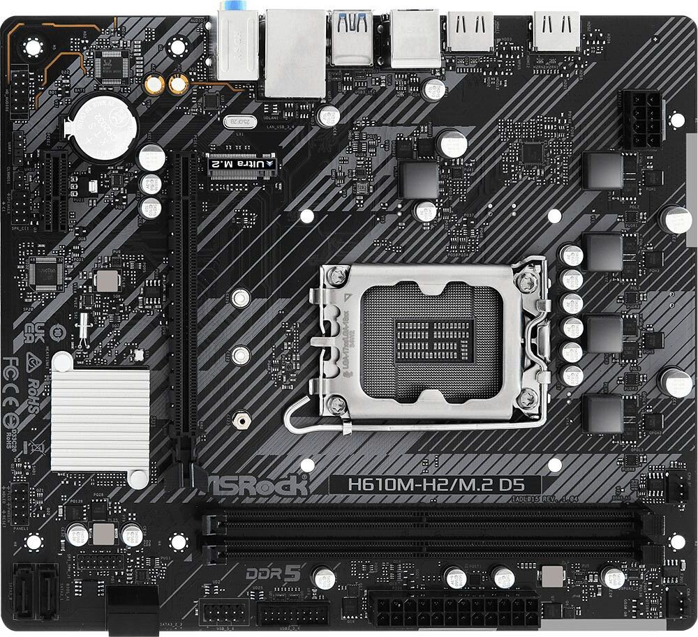 Материнская плата Asrock H610M-H2/M.2 D5, Soc-1700, Intel H610, mATX