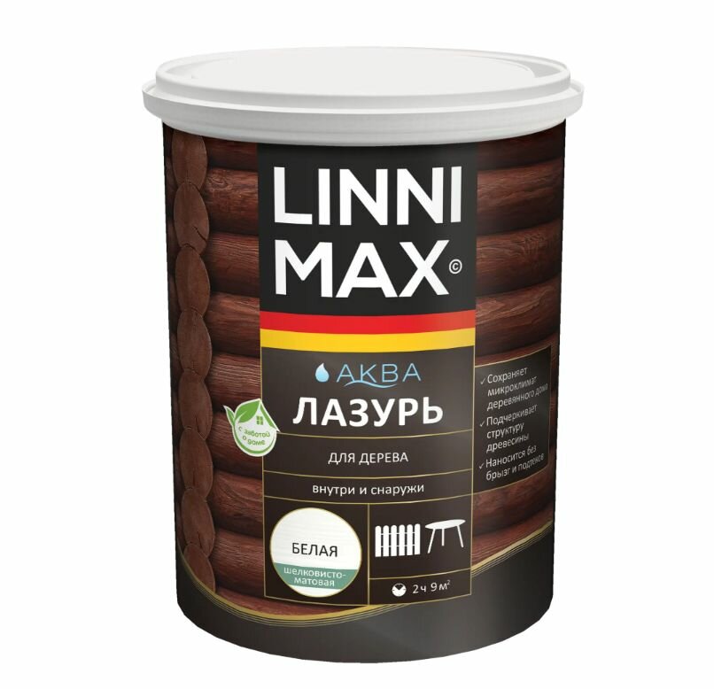 Лазурь для дерева Linnimax полуматовая прозрачная 0.9 л