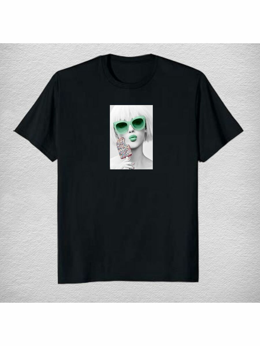 Футболка девушка в цветных очках