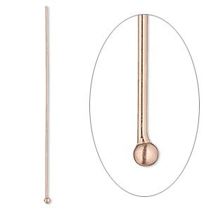 Пины с шариком, 50х0.573мм, базовый материал - латунь, яркая медь, 10 шт.