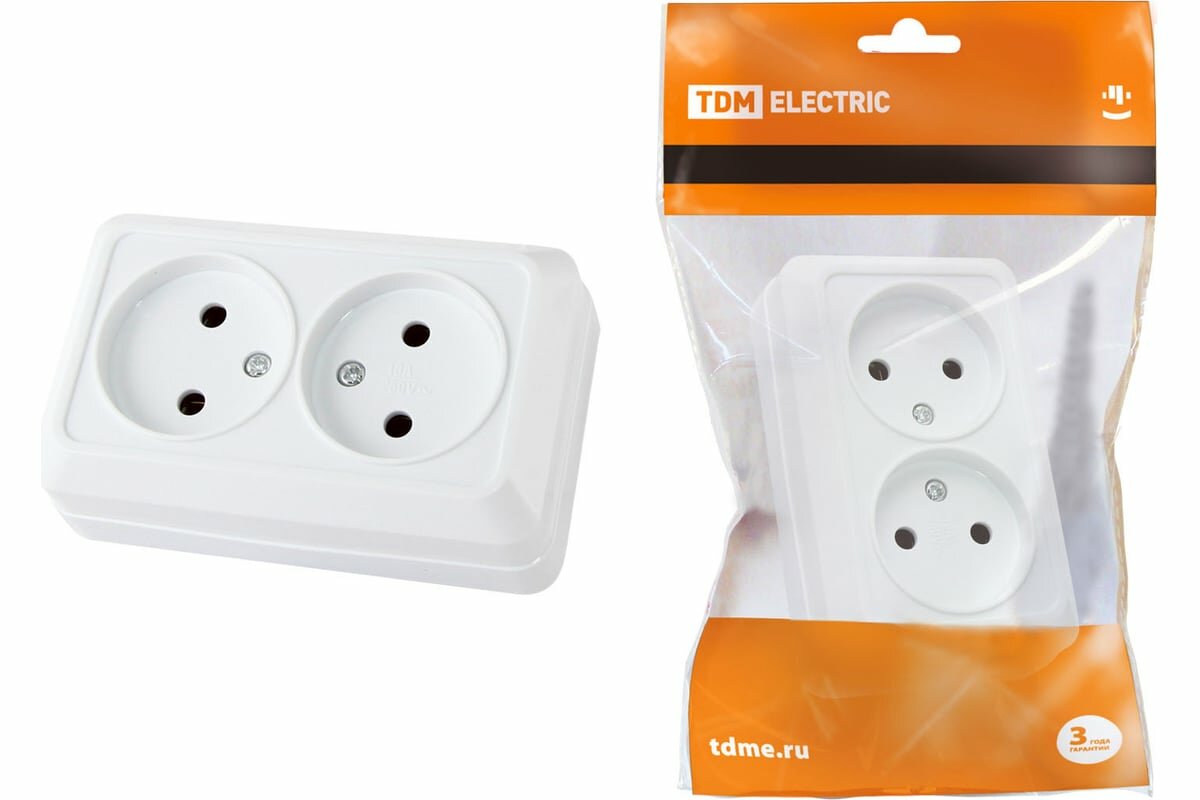 Ладога Розетка двойная 2П открытой установки IP20 10А 250В керамика белая SQ1801-0112