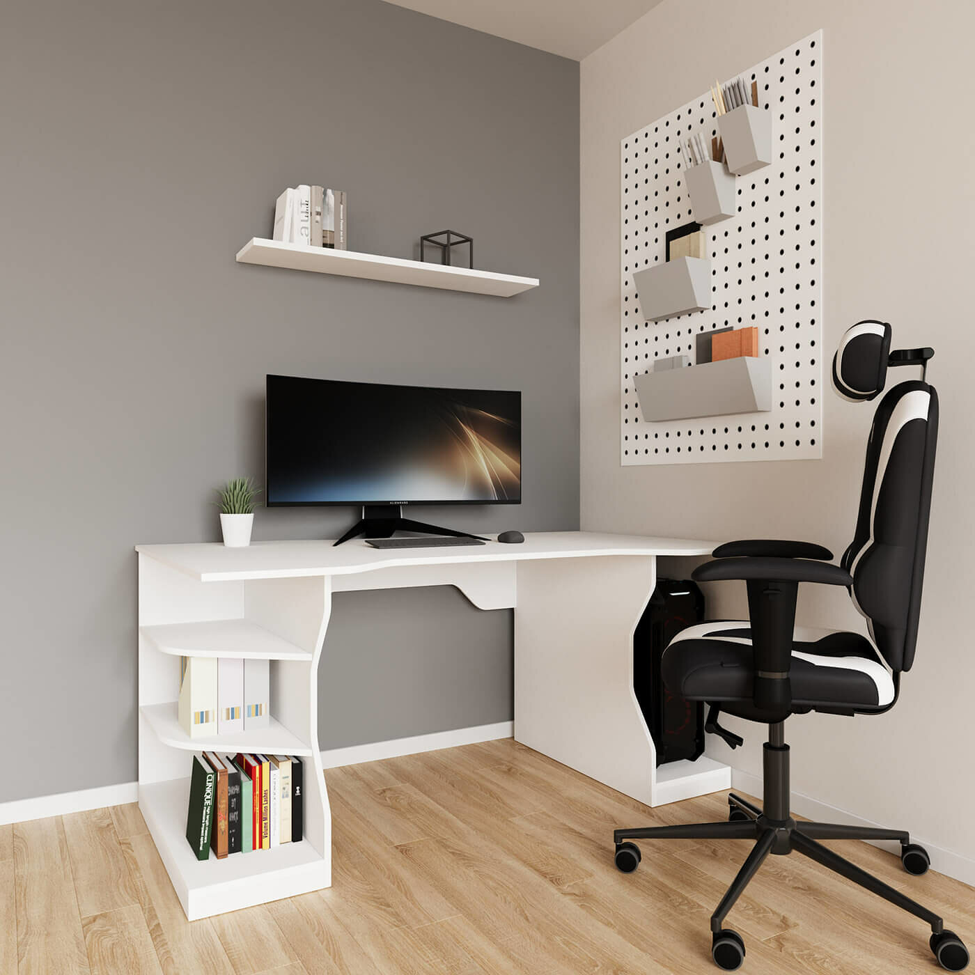 Компьютерный стол Игровой-800ee белый классический для офиса в современном стиле