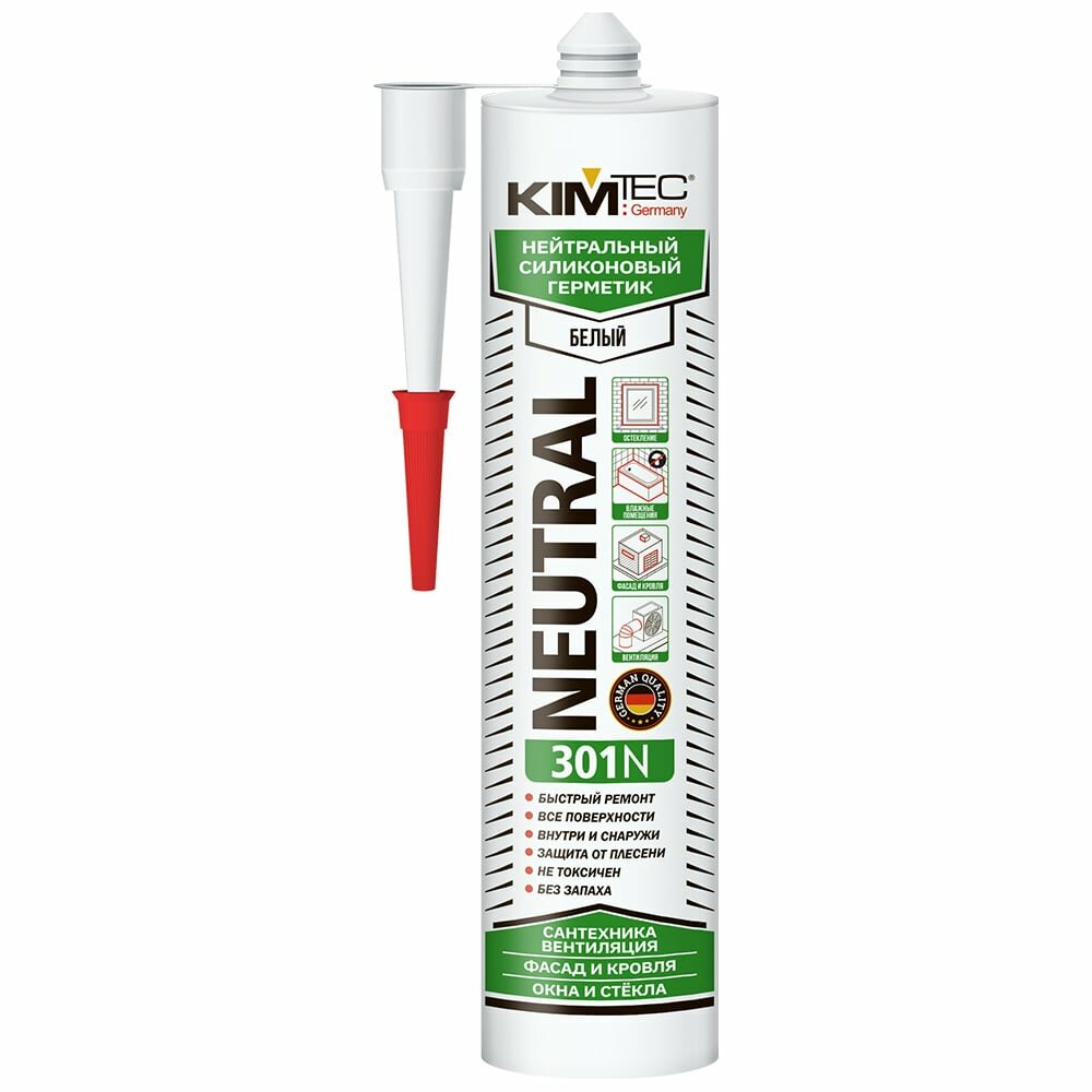 Силиконовый нейтральный герметик KIM TEC белый 301N 280мл 11613347