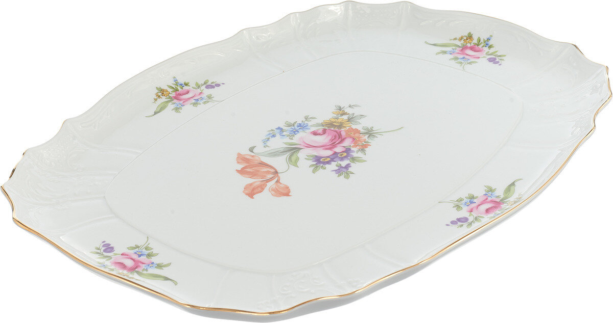 Поднос 40 см; "Bernadotte", декор "Мейсенский букет", Thun/ БТФ0243