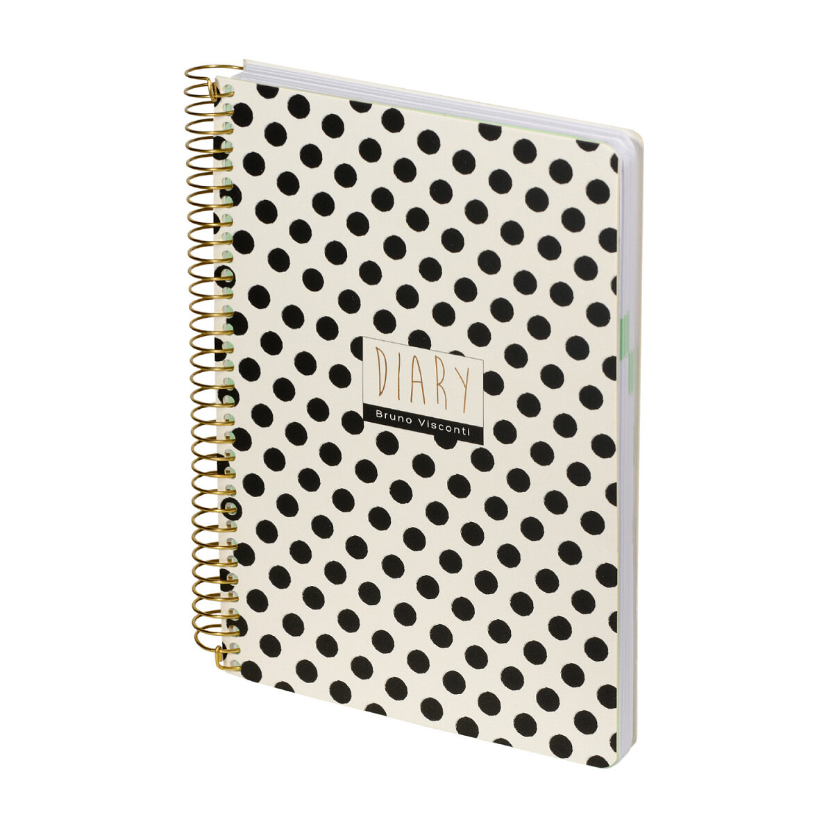 Ежедневник на золотом гребне «CUTE DIARY» А5, BV, 136 Л, "Black&White. Горошек"
