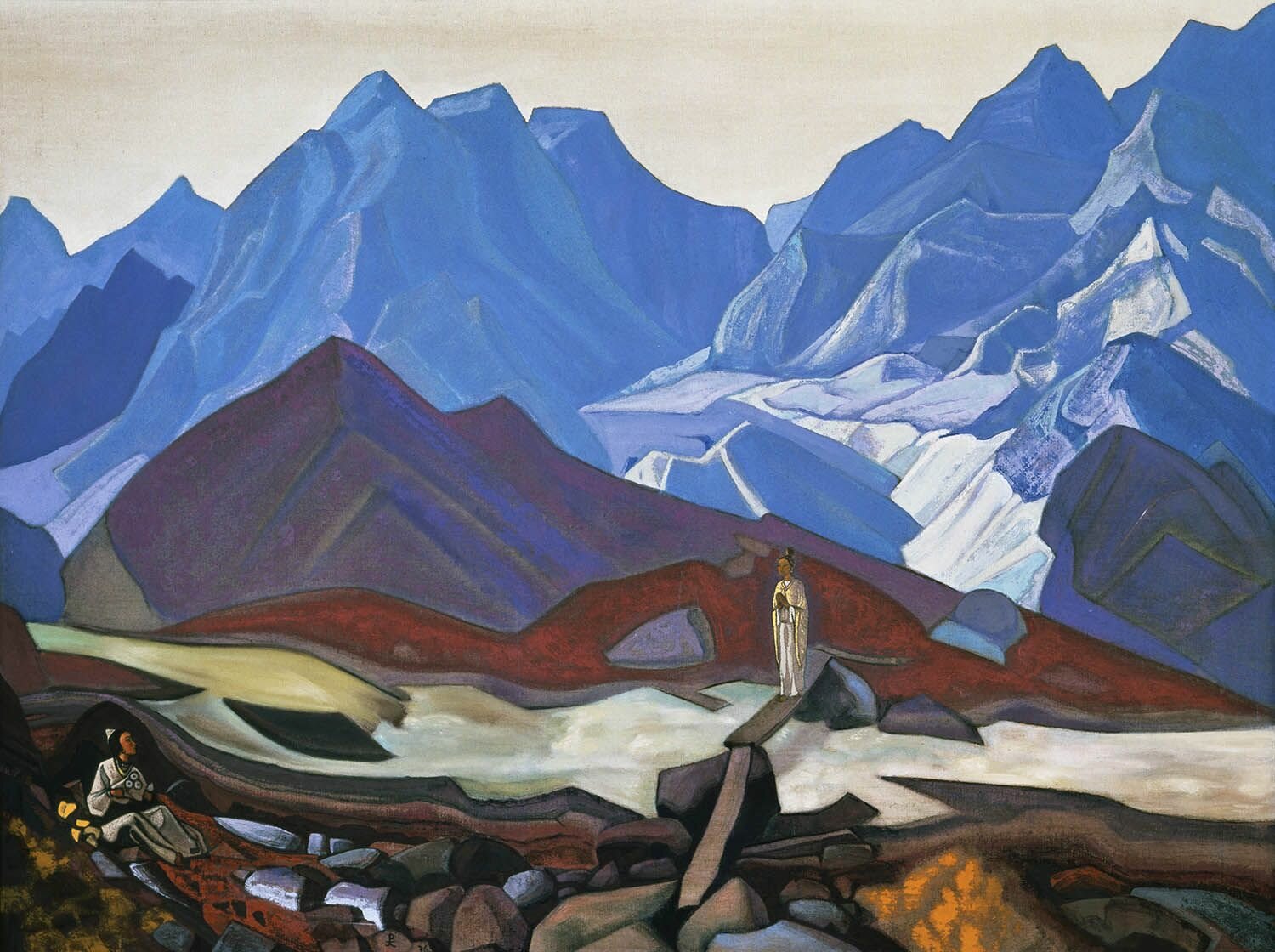 Постер "Оттуда", 1936, Н. К. Рерих, репродукция (30 х 39,7 см), печать на шелке