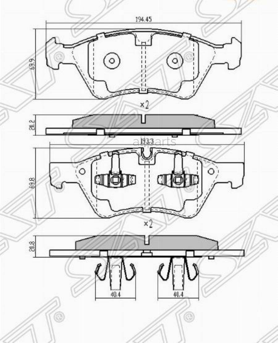 SAT ST-A1644200820 Колодки тормозные (Спереди) Mercedes-Benz E-Class 02-09 / M-Class 05-11