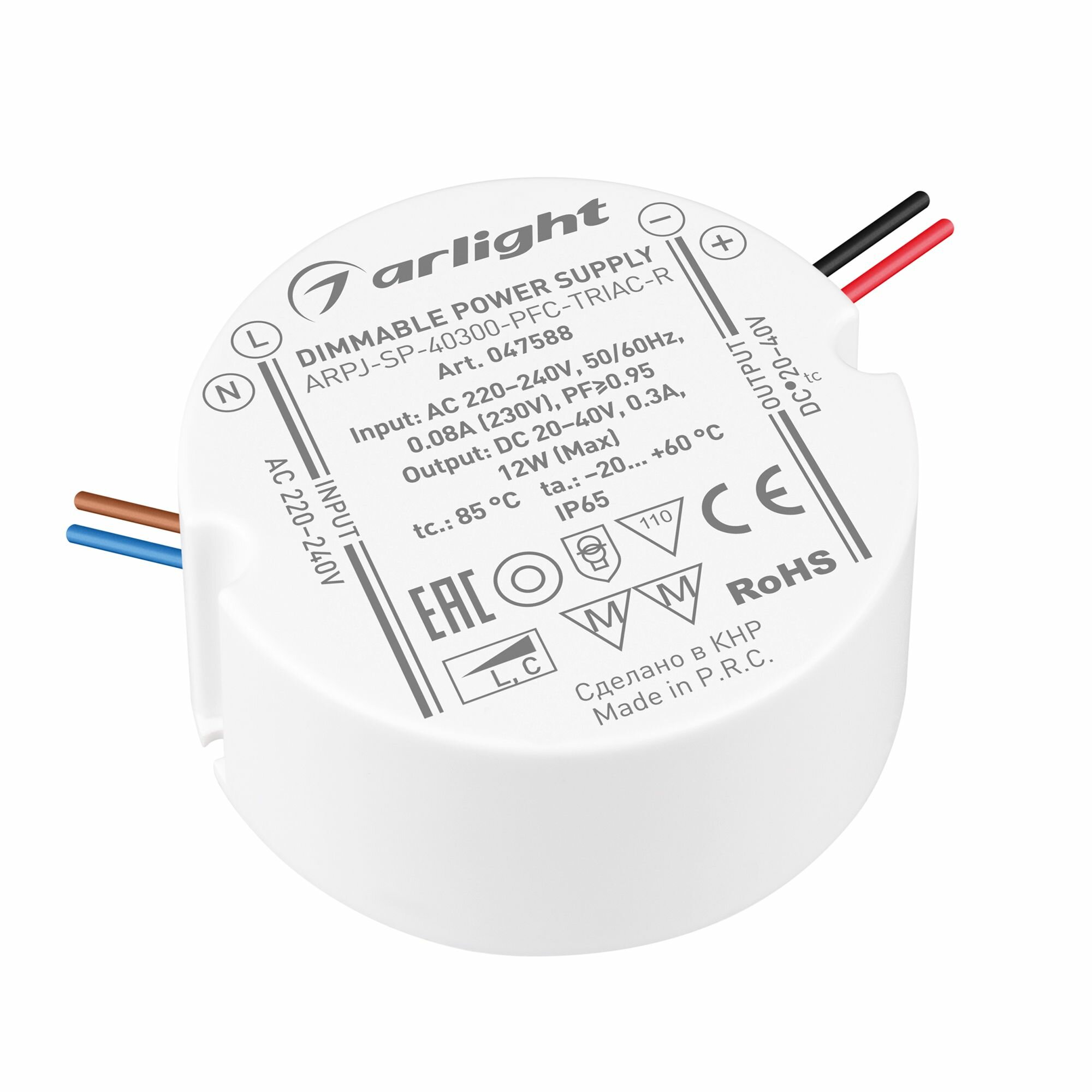 Блок питания ARPJ-SP-40300-PFC-TRIAC-R (12W, 20-40V, 300mA)