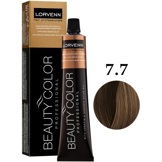 Краска для волос Lorvenn Beauty Color Professional, тон 7.7
