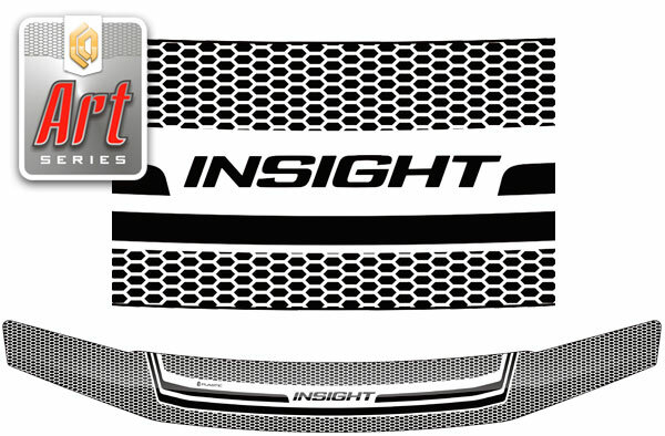 Дефлектор капота Honda Insight 2009-2011 Серия "Art" белая САпластик