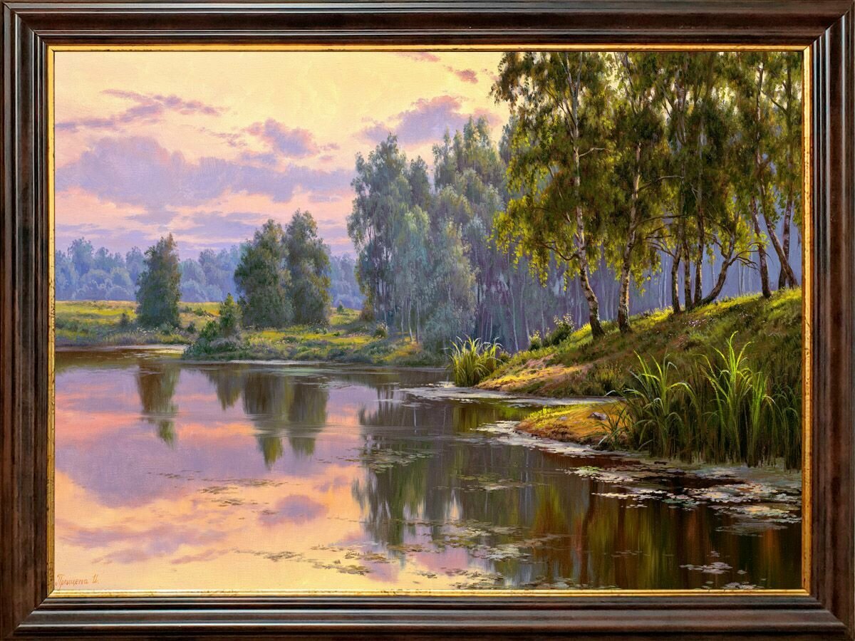 Картина "Тихая заводь", 30х40 см, художник - Прищепа Игорь, оформлена в багет, Арт. ПИ25-30х40