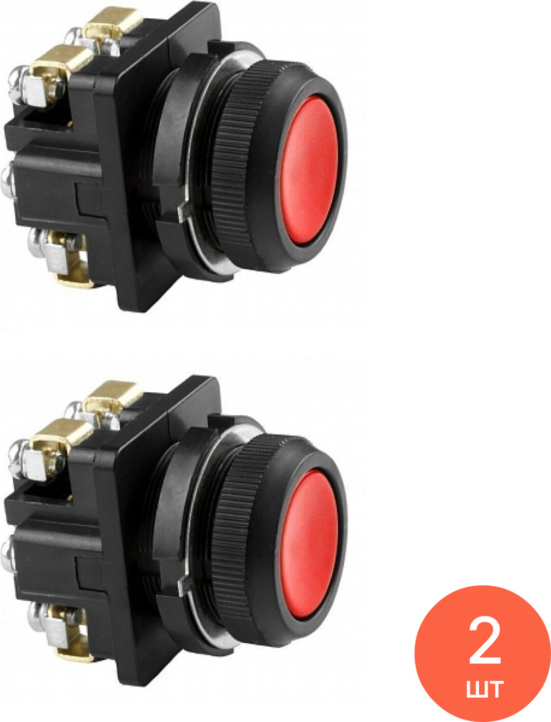 Кнопка управления Техэнерго КЕ011/2, 1з+1р, красная, IP40, под отверстие диаметром 30мм, te00375740 / кнопочный пост (комплект из 2 шт)