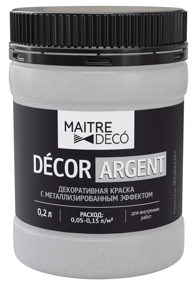 Краска декоративная Maitre Deco Décor Серебро полуглянцевая цвет серебряный 0.2 л