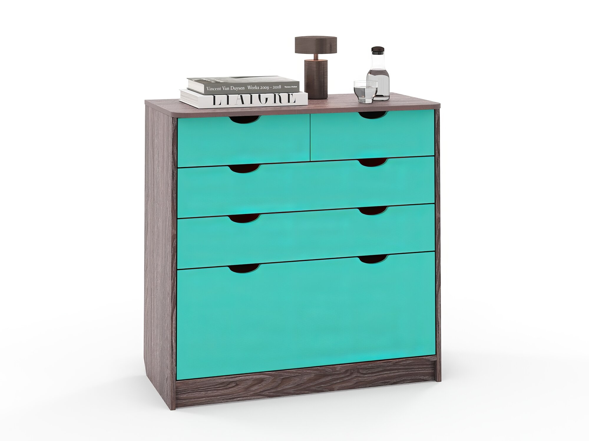 Есэндвич Grand-Лаворо Комод, 90х90х45 см (Анкор тёмный/Аква), с ящиками, для кабинета, для офиса, для детской