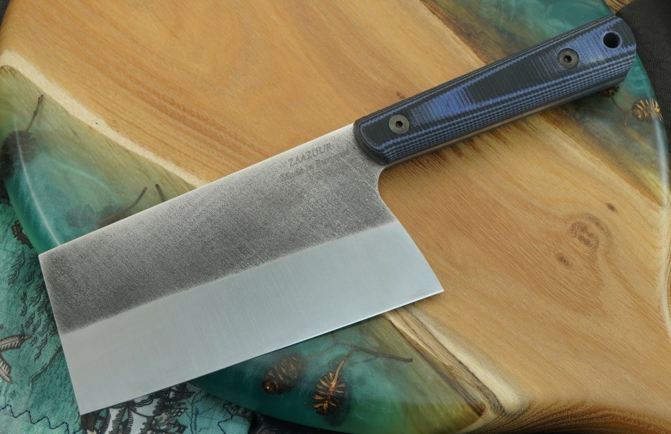 Традиционный бурятский нож Zaazuur, сталь VG-10, рукоять синий G-10