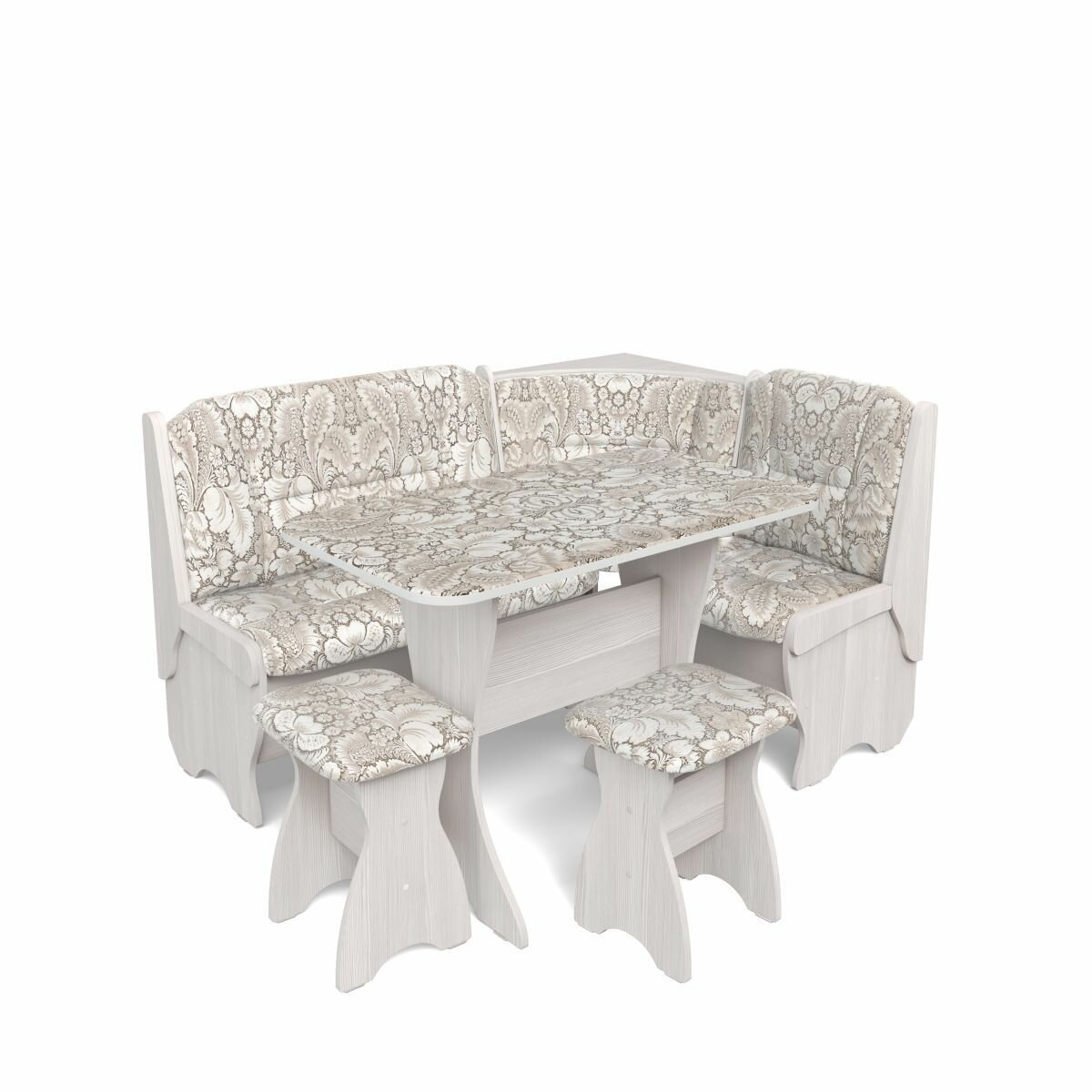 Кухонный уголок Оливия Арт Бодего Светлый/D-4 Борнео Милк/D-4