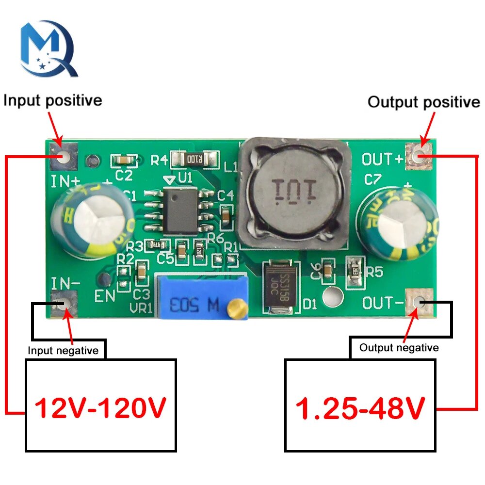Регулируемая понижающая плата высокого напряжения, модуль понижающего напряжения электромобиля 48 в 60 в 100 в, модуль регулятора напряжения 1,25-48 В
