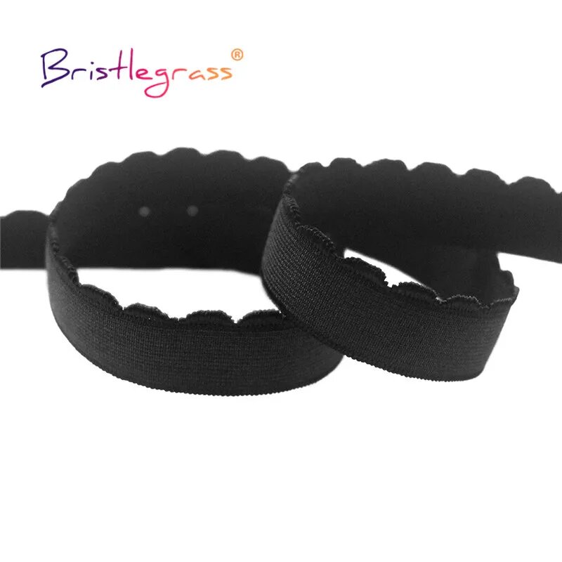 BRISTLEGRASS Эластичный нейлоновый ремень для бюстгальтера Черный, 15mm, Black, 5 Yards