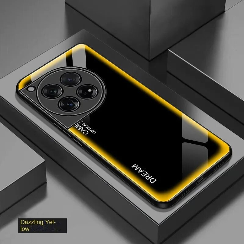 Для OnePlus 12 чехол жесткое закаленное стекло градиентная фотография для One Plus 12 yellow