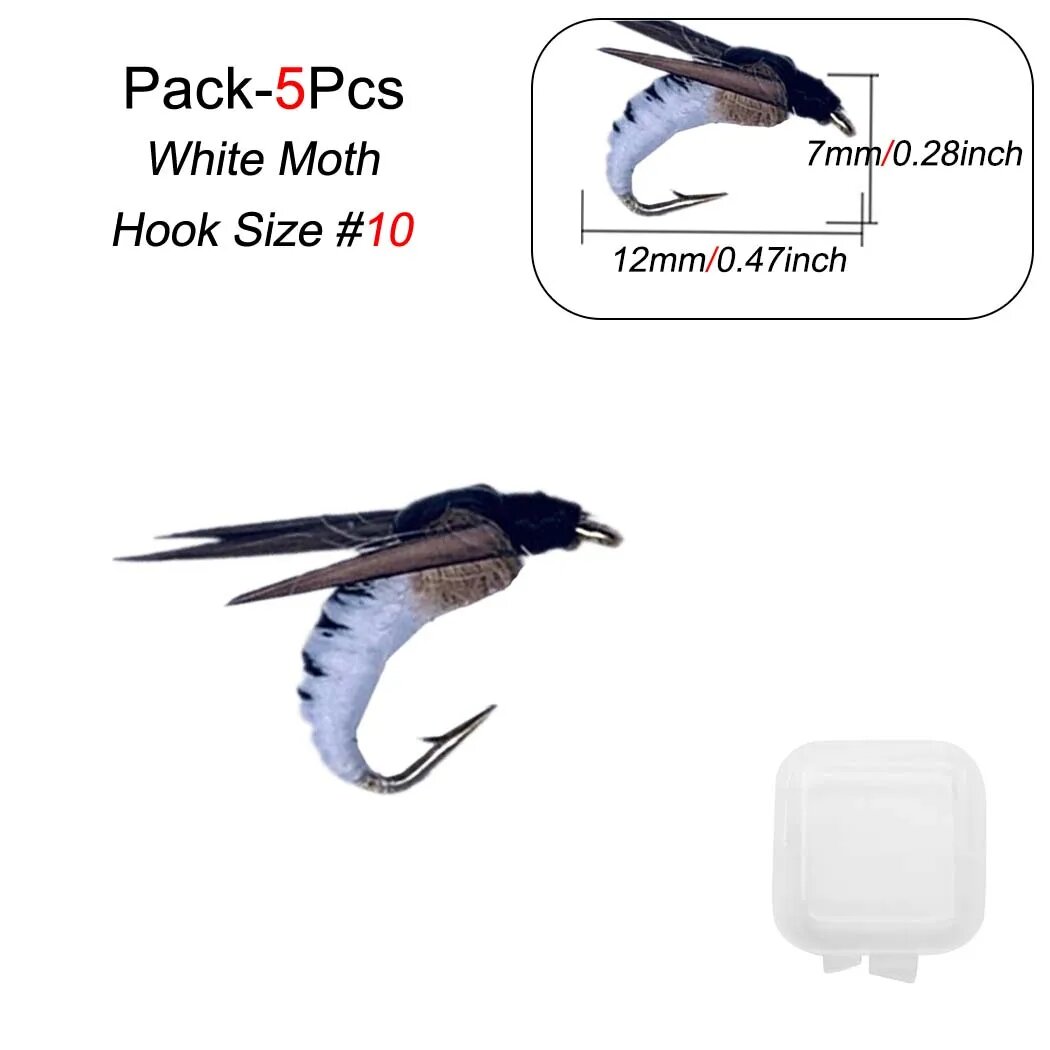 5 шт. реалистичные мушки для нахлыста Qievcrme White-Size10