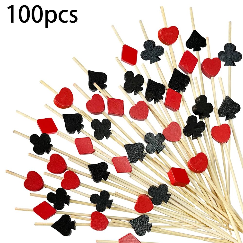 Коктейльные зубочистки с символами карт 100pcs