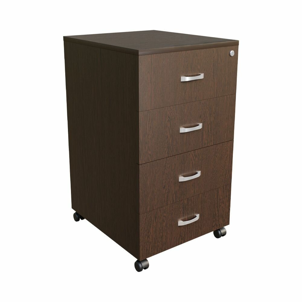 Тумба офисная / мобильная с 4 ящ. с замком ТФ201, р.410х470х660 мм, Венге цаво
