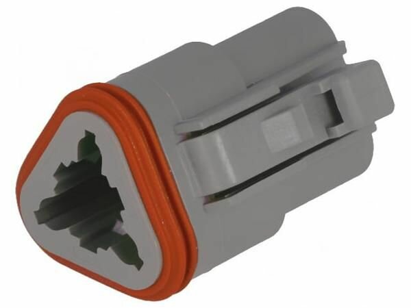 Разъем DEUTSCH DT06-3S, провод-провод, вилка, "мама", PIN 3, фиксация защелкой, без контактов