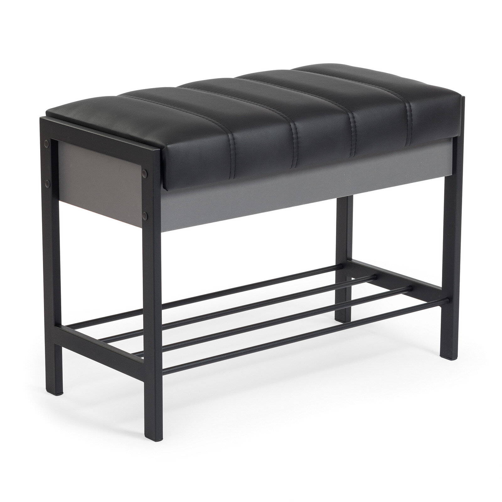 Обувница Глори-3, с сиденьем, цвет Графит серый, экокожа чёрный