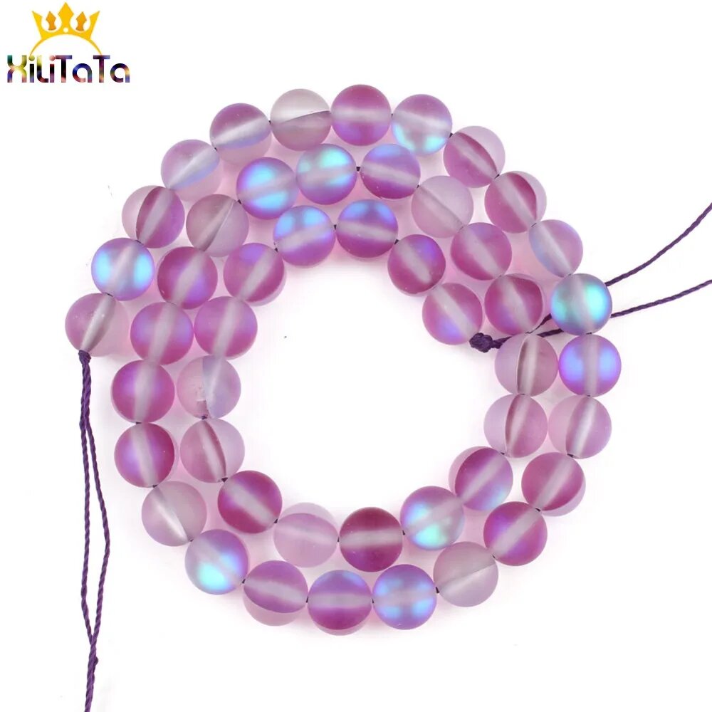 Бусины Xilitata кристаллы лунный камень 15 дюймов Фиолетовый, 8mm (approx 46pcs), Frost Purple