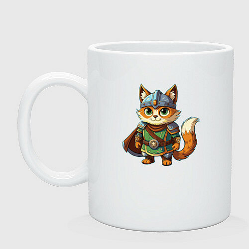 Кот в доспехах викинга Керамическая кружка