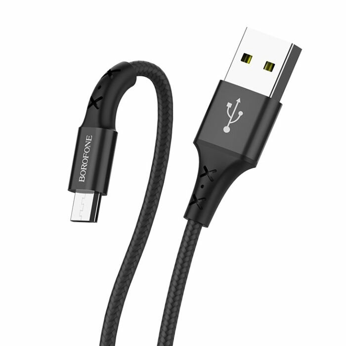 Micro USB - кабель 1.0m Borofone BX20 Enjoy (Black) 2,4 А, нейлон 6931474700797