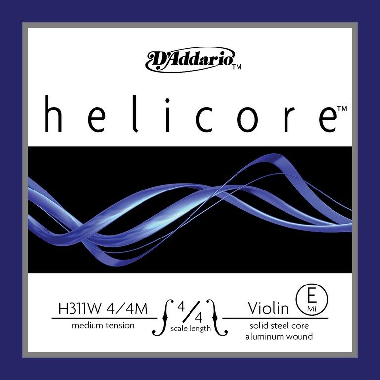 H311W-4/4M Helicore Отдельная струна Е/Ми для скрипки, среднее натяжение, D'Addario