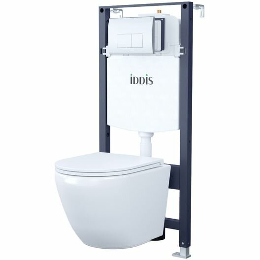 Комплект 3в1 Iddis (Иддис): подвесной унитаз, инсталляция и клавиша смыва, BASB010i73