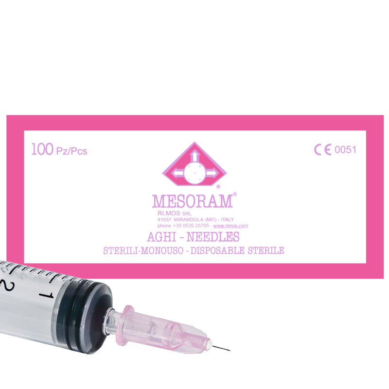 Иглы медицинские стерильные одноразовые для мезотерапии Mesoram (32G (0,23x4 мм), 100 шт, Luer)